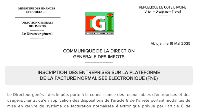 Inscription des Entreprises sur la Plateforme de la Facture Normalisée ...