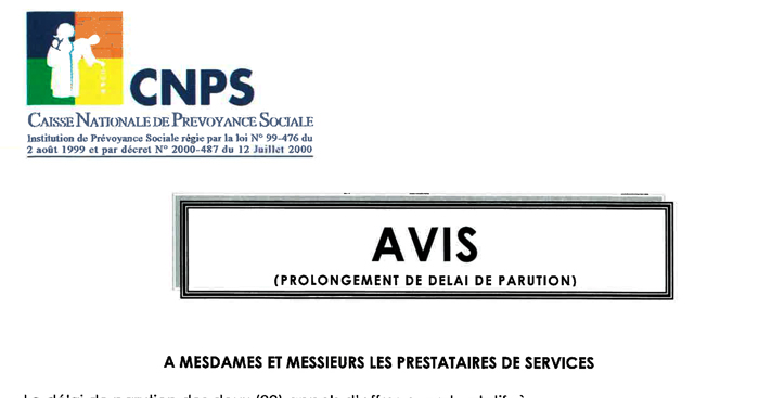 Avis de Prolongation de Délai des Appels d'Offres : l’Evaluation de la ...