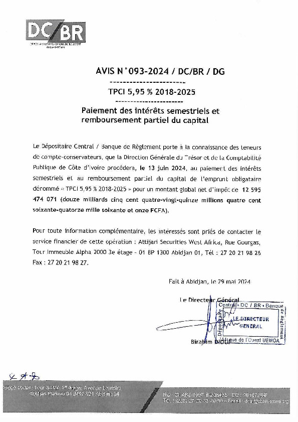 Documents du dossier: Bourse Régionale des Valeurs Mobilières - Abidjan ...