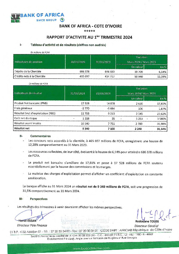Documents du dossier: Bourse Régionale des Valeurs Mobilières - Abidjan.net News