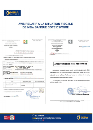 Communiqué NSIA BANQUE COTE D’IVOIRE – Avis relatif à la situation ...