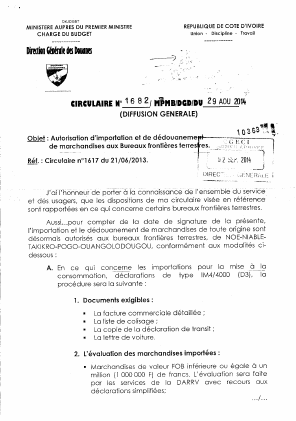 Douanes : communiqué relatif à l` autorisation d` importation de ...