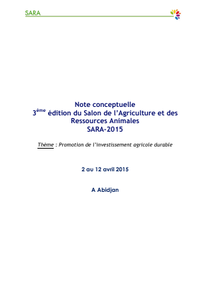 Note conceptuelle de la 3ème édition du Salon de l’Agriculture et des ...
