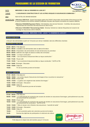 Séminaire international de formation sur les assurances: programme de ...