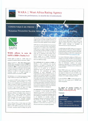 Notation Financière SAPH - Abidjan.net Documents