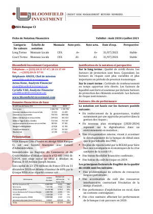 Notation financière - NSIA BANQUE CI - Abidjan.net Documents