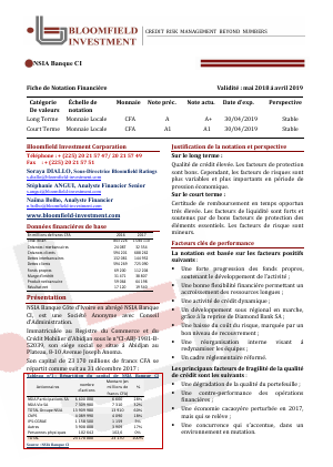 Notation financière – NSIA BANQUE CI - Abidjan.net Documents