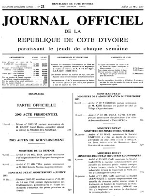 Journal Officiel - Abidjan.net