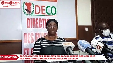 Proclamation des résultats du Baccalauréat session 2020 par Mme Dosso ...